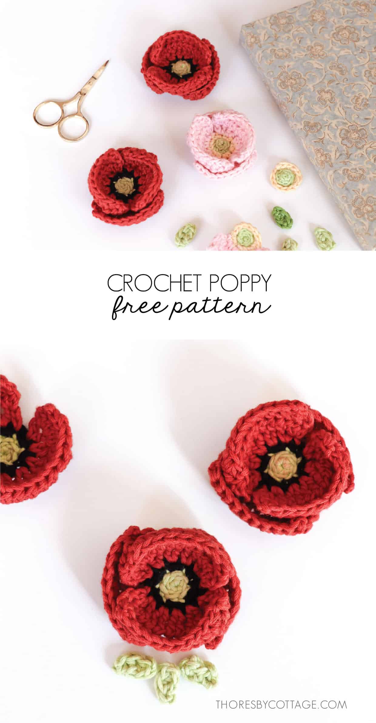 Free Crochet Poppy Pattern | Flower Crochet Pattern